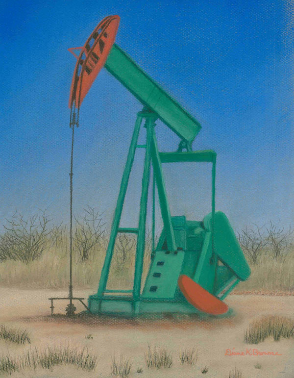 Diane K Browne Art - Pumpjack on the Prairie